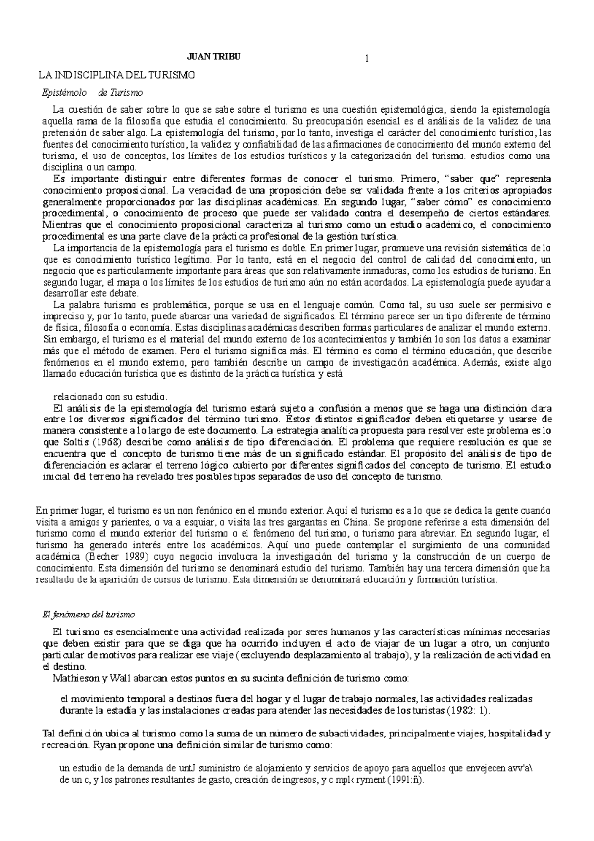 Tribe John 1997 The indiscipline of tourism. EN Español - LA ...