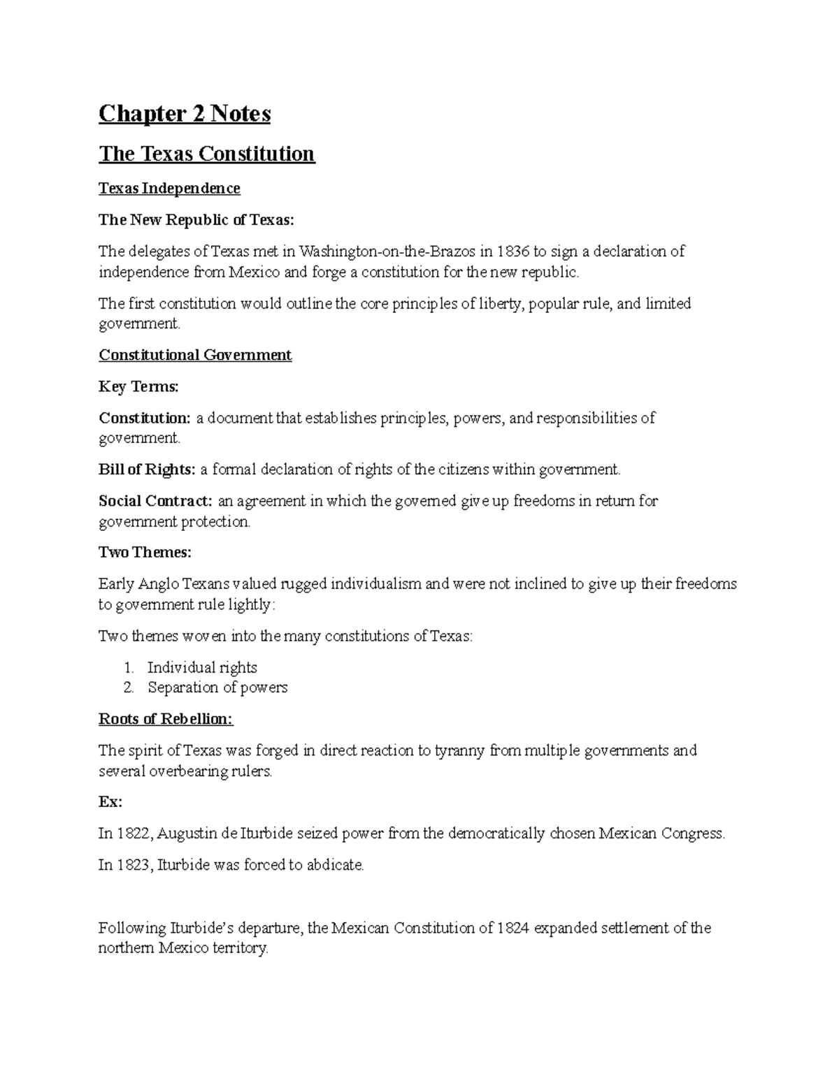 Chapter 2- The Texas Constitution - Chapter 2 Notes The Texas ...