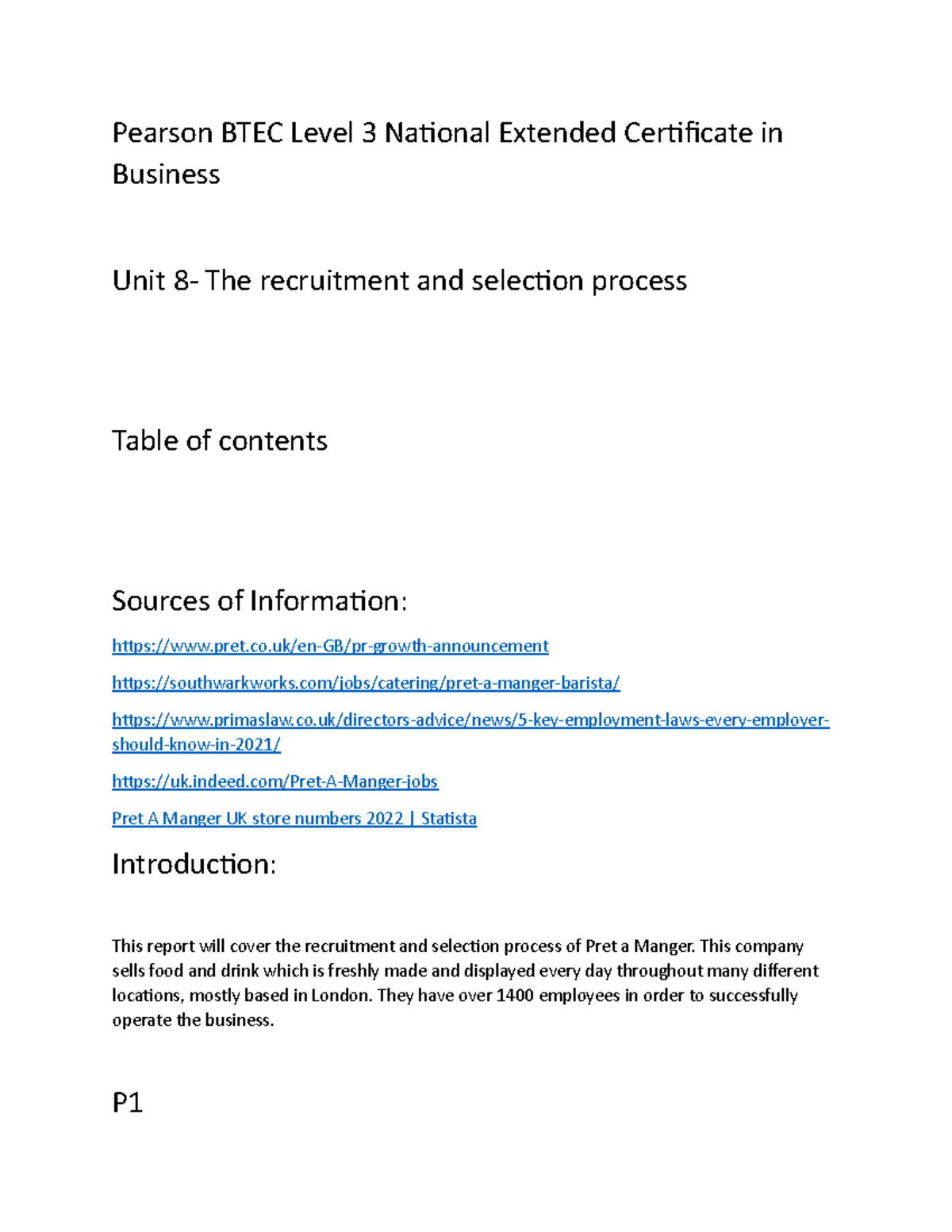 Unit 8 Learning Aim A Assignment Pearson Btec Level 3 National