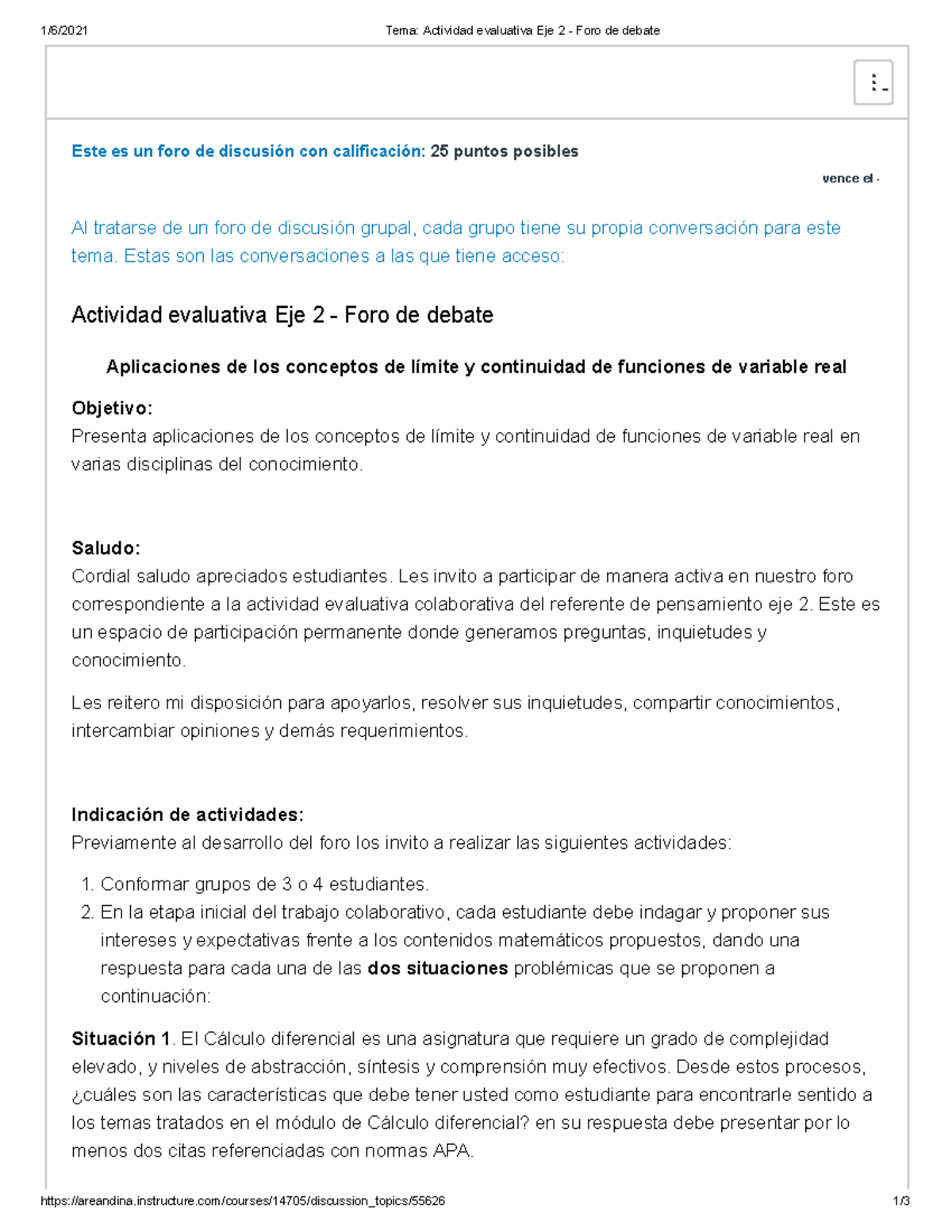 Tema Actividad evaluativa Eje 2 - Foro de debate - instructure/courses ...