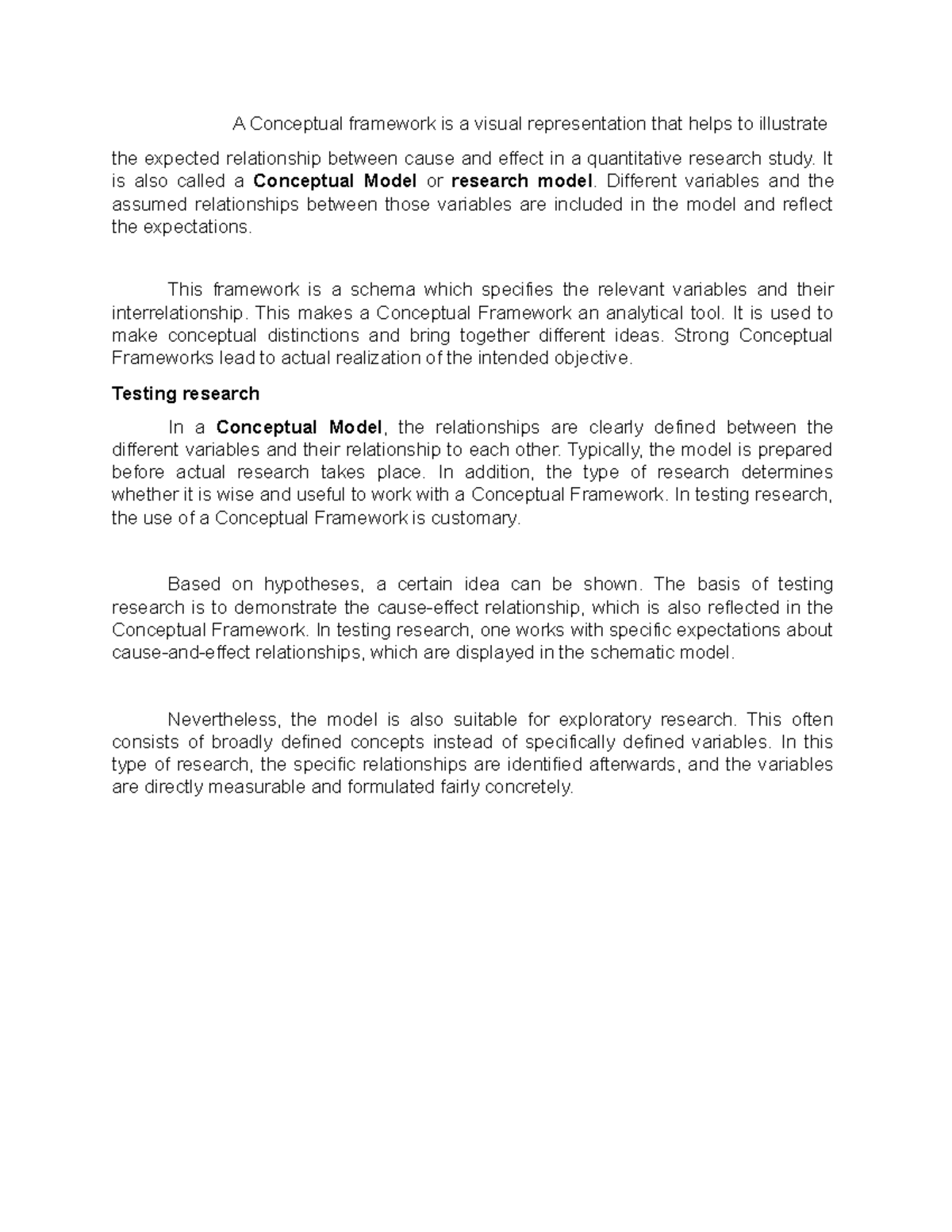 A Conceptual framework is a visual representation that helps to ...