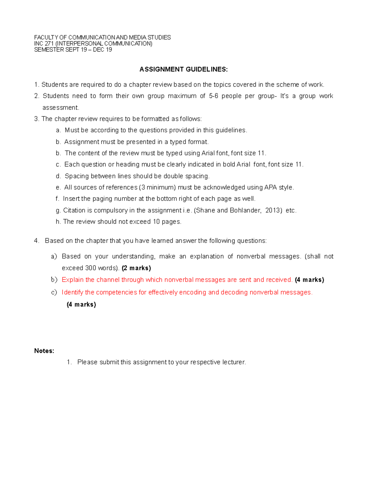 Assignement Chapter 5 - Assignments instruction - FACULTY OF ...