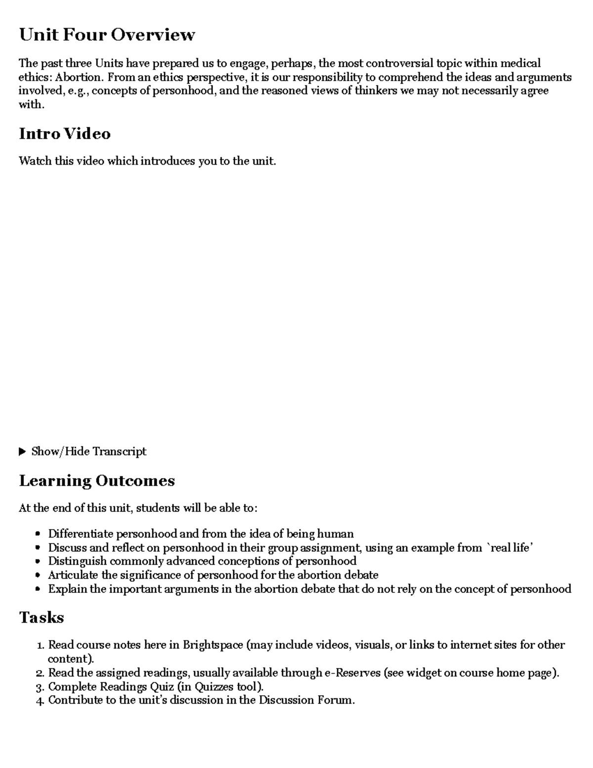 PHIL 2100 -081 082 Course Notes - Course Notes (Module 4) - Unit Four ...