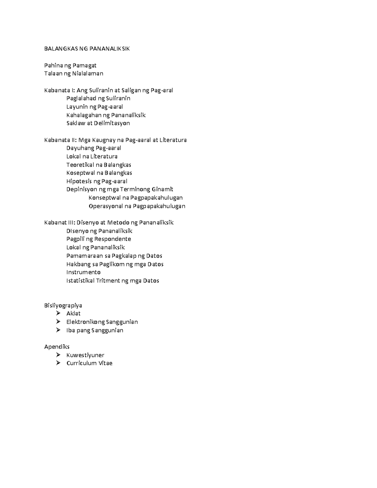 Balangkas NG Pananaliksik 1 - BALANGKAS NG PANANALIKSIK Pahina ng ...
