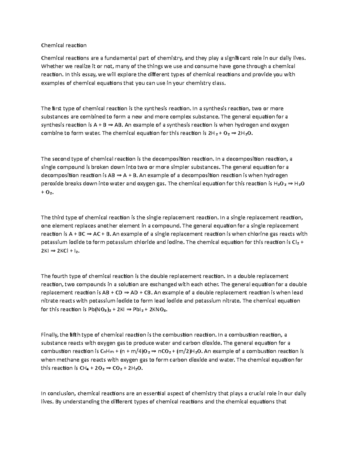 Chemical reaction - Chemical reaction Chemical reactions are a ...