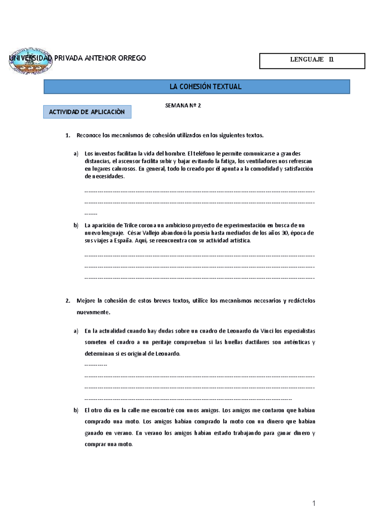 LENG+2 SEM+2 Actividad+DE+ Aplicaci%C3%93N - UNIVERSIDAD PRIVADA ...