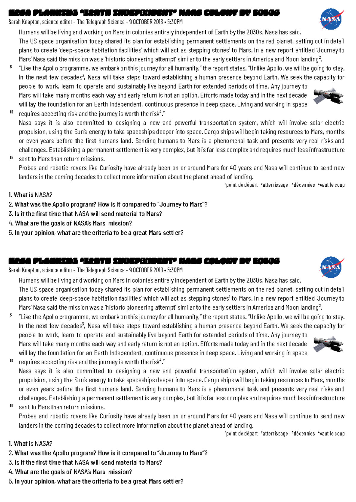 Nasa planning ‘Earth Independent’ Mars colony by 2030s - The US space ...