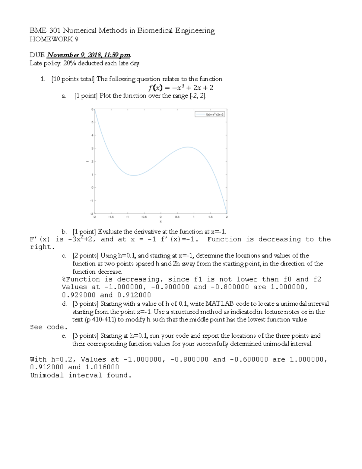 HW9Solutions - Homework code - BME 301 Numerical Methods in Biomedical Engineering HOMEWORK 9 ...
