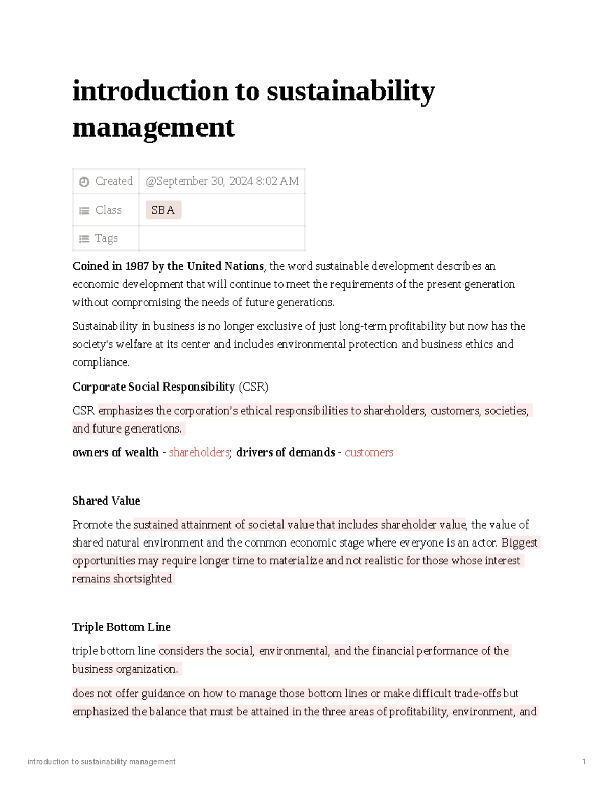 Lesson 6 notes - Intro to Sustainability - introduction to ...
