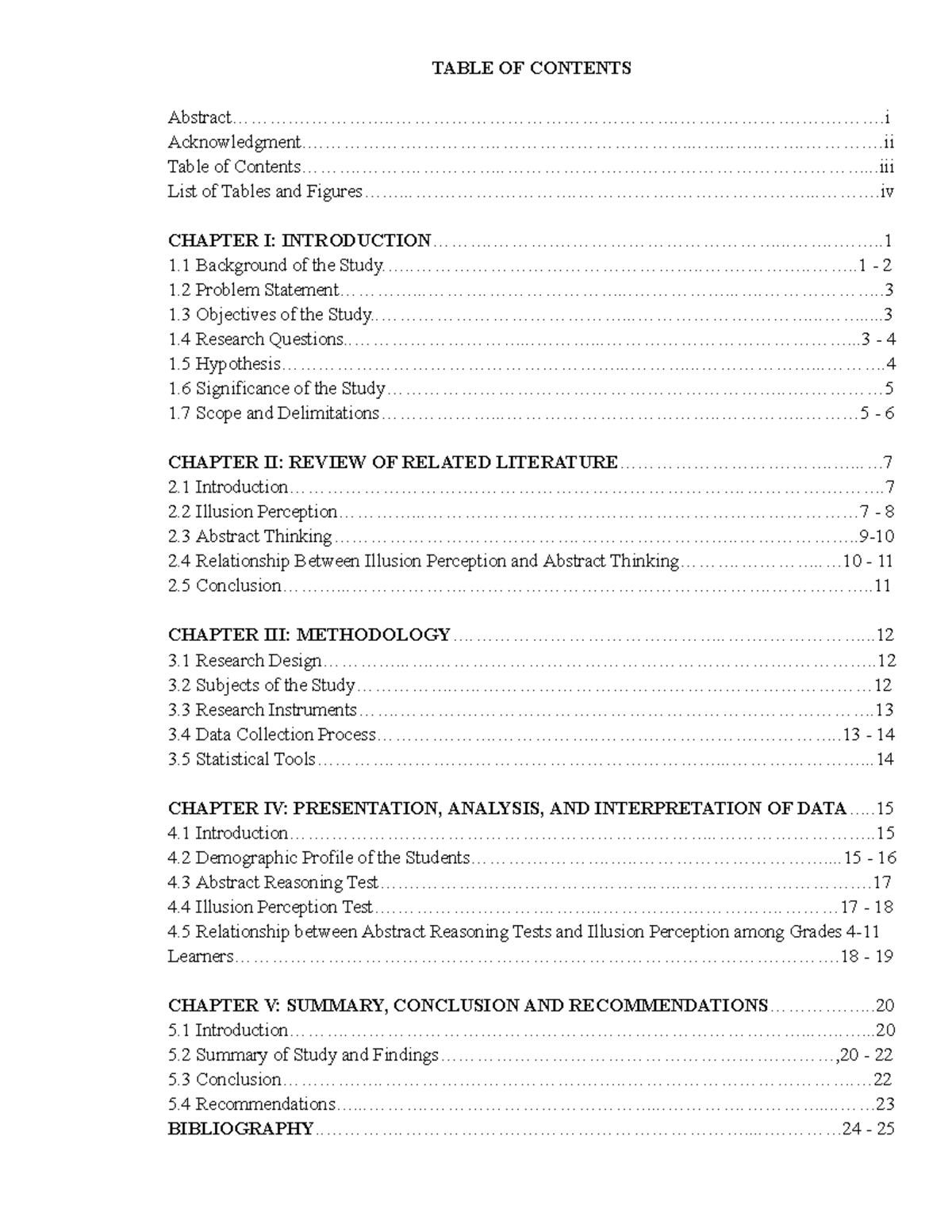 Acknowledgement - TABLE OF CONTENTS - Studocu