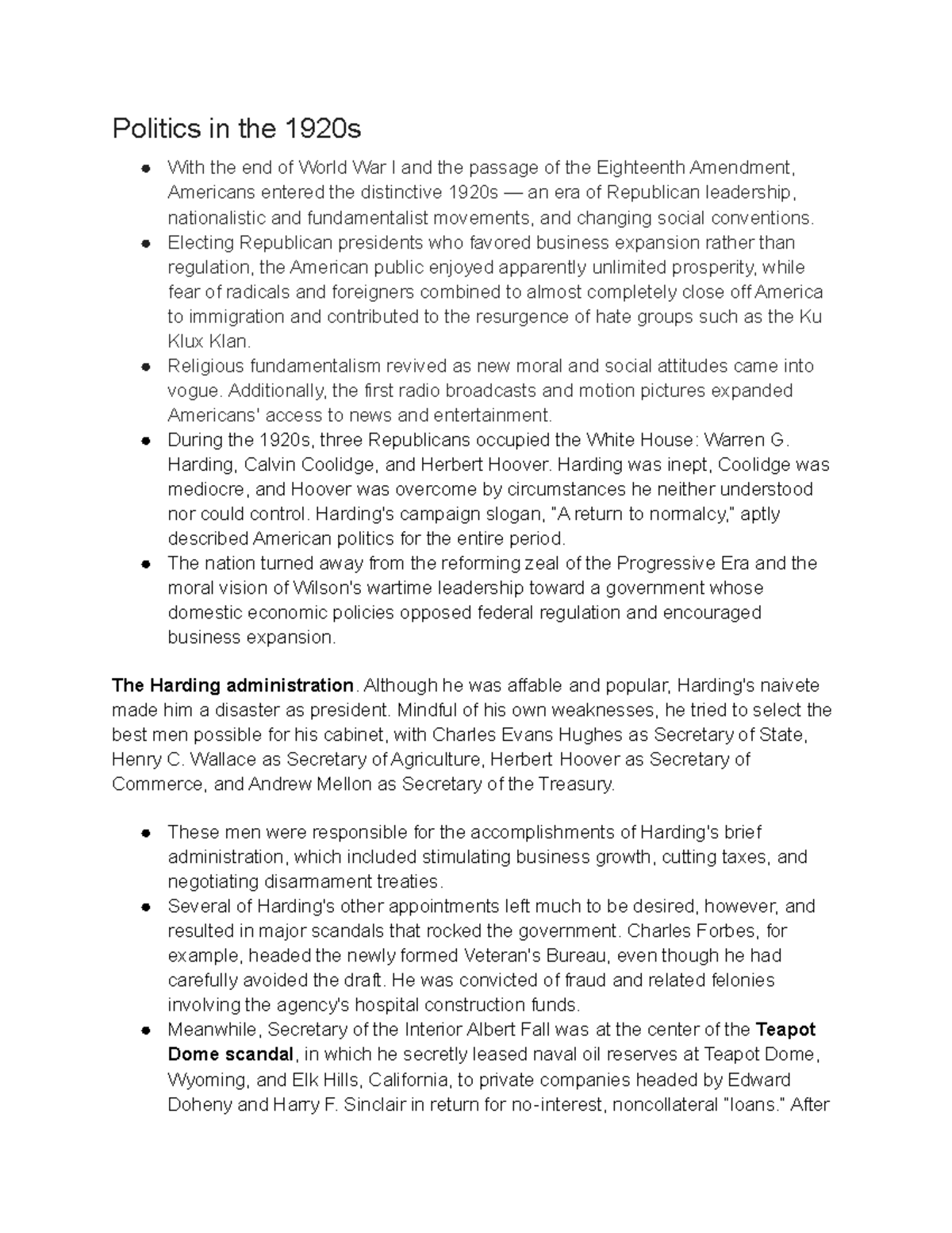 Politics in the 1920s (Election and New Deals) - Politics in the 1920s ...