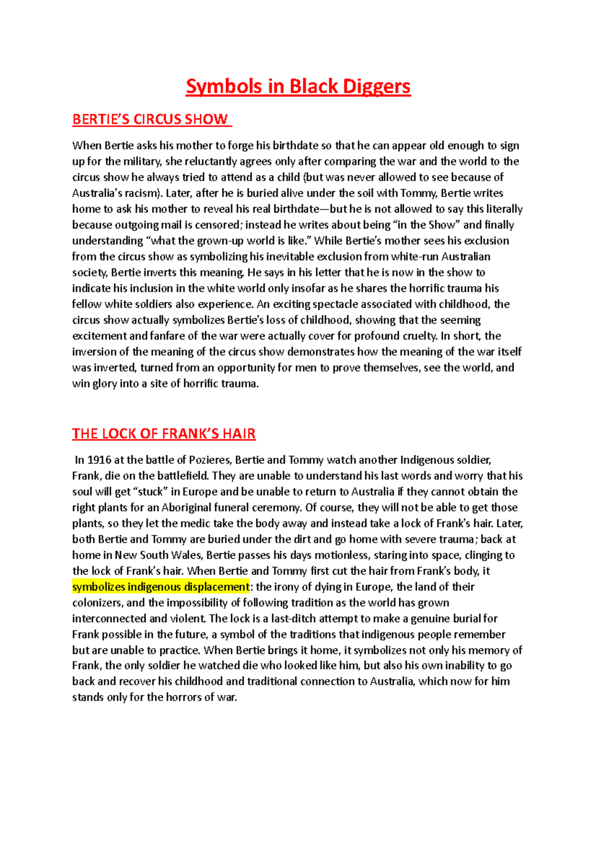 Symbols in Black Diggers - Studocu