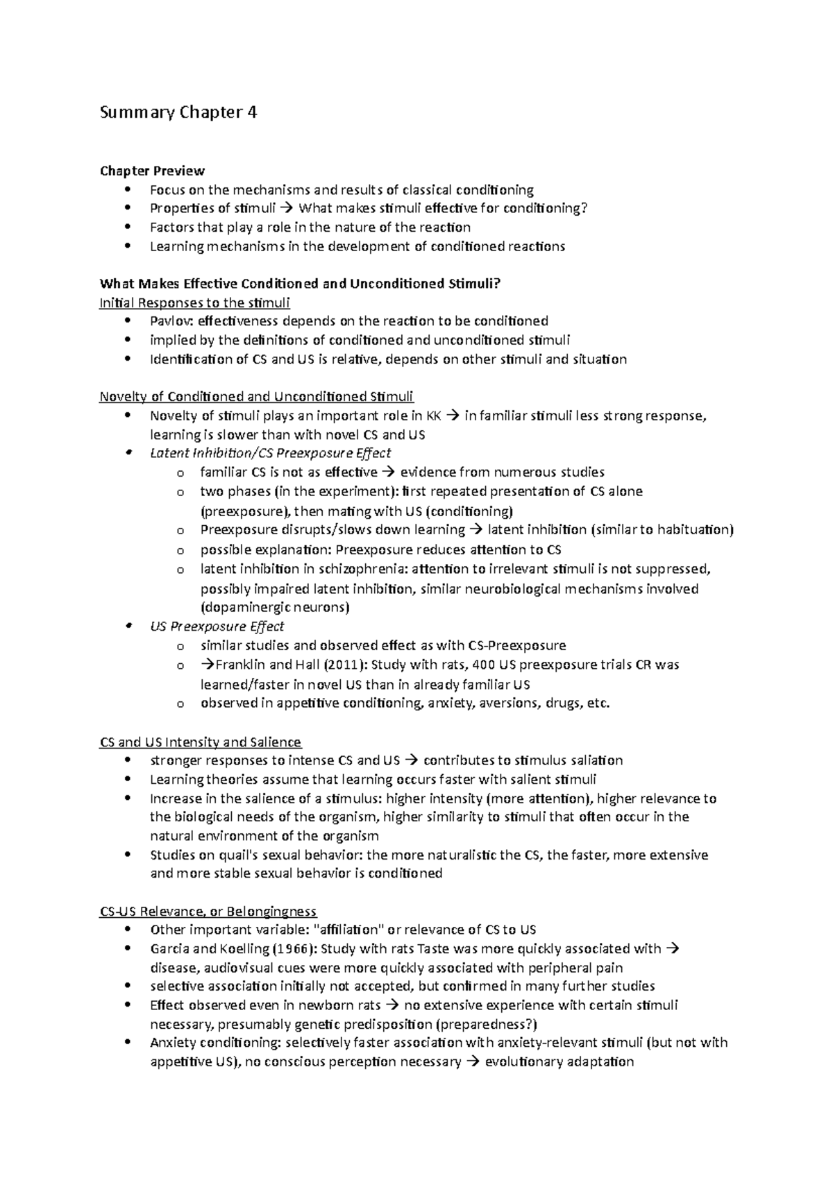 Summary Chapter 4 - Mechanisms of classical conditioning - Summary ...