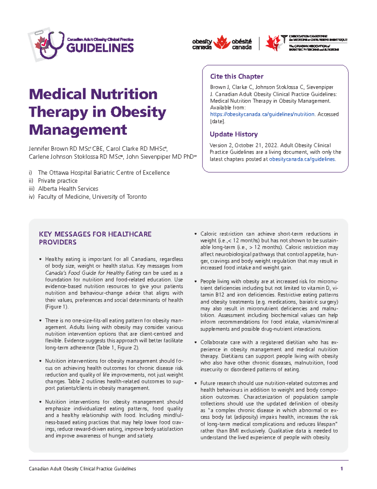 Medical-Nutrition-Therapy Obesity - KEY MESSAGES FOR HEALTHCARE ...