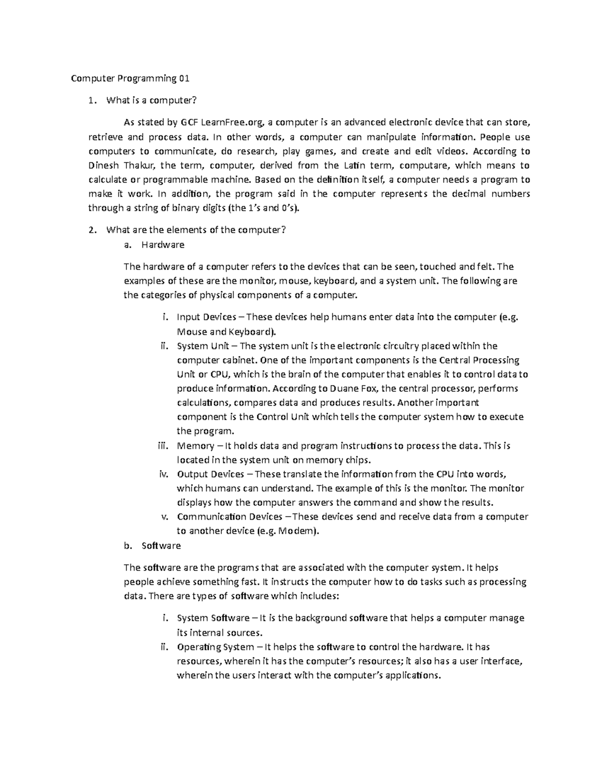 About Programming (Activity) - Bachelor of Science in Computer Science ...