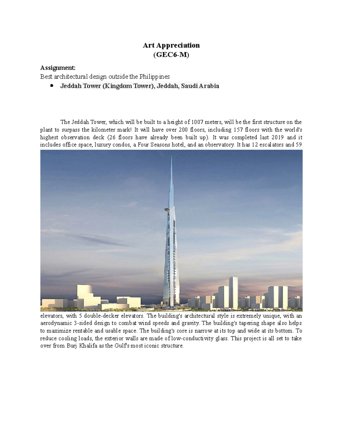 Assignment 5- Best Architecture - Art Appreciation (GEC6-M) Assignment ...