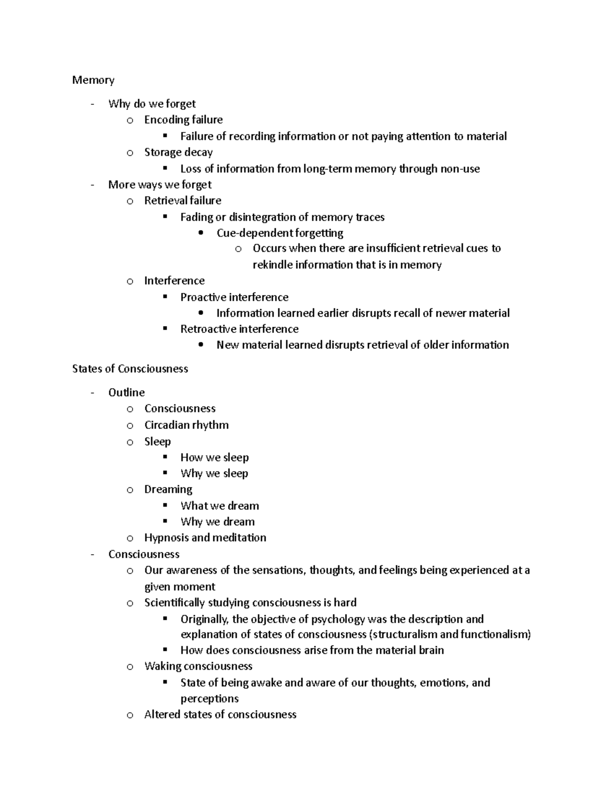 Psych Notes 10-18 - Danielle Samuels - Memory Why do we forget o ...