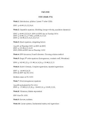 Fall09 - Homework assignments - Fall 2009 ODE (Math 376) Week 1 ...