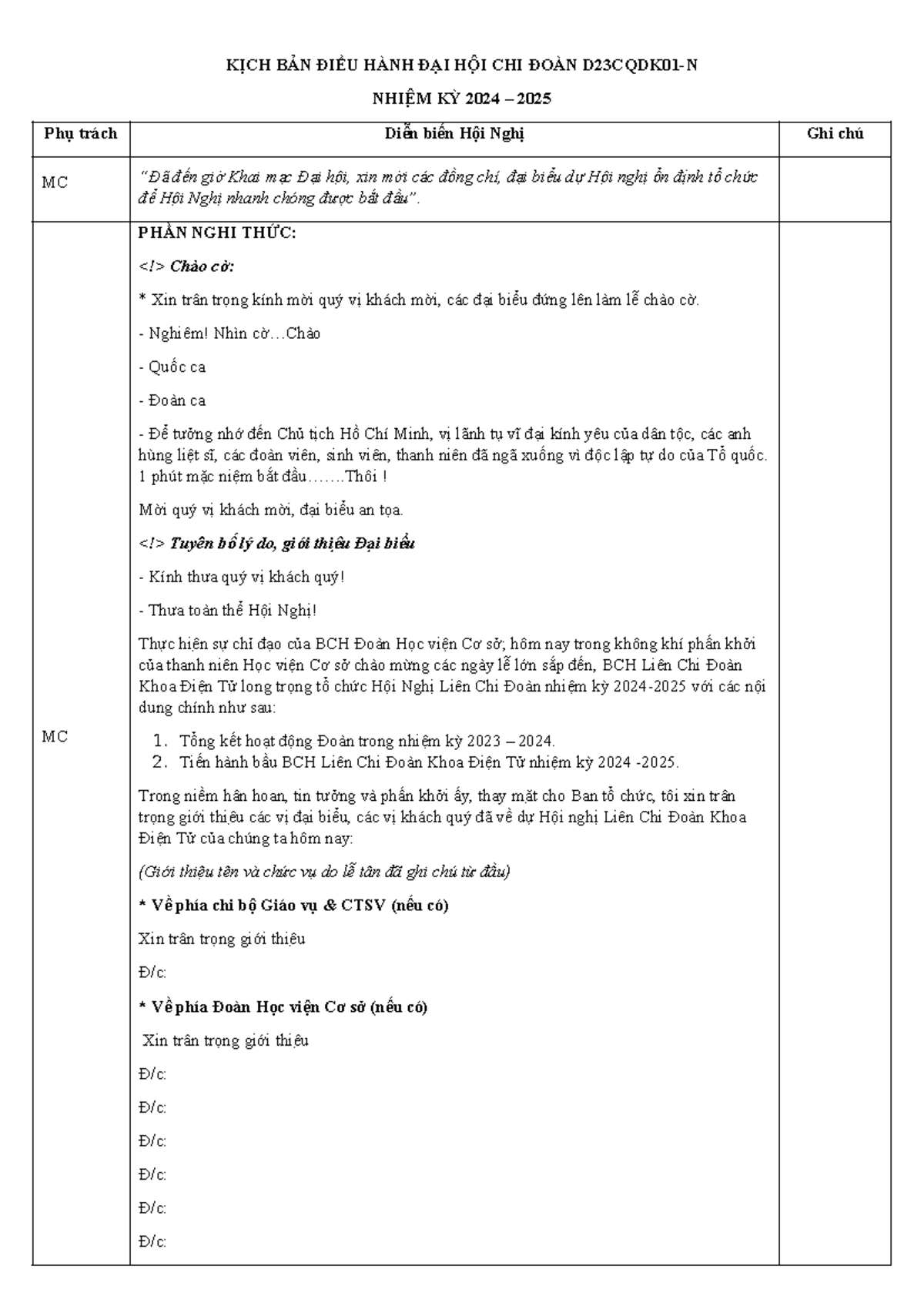 MC-2023 - xyz123 - KICH BAN ĐIÊU HANH ĐẠI HỘI CHI ĐOAN D23CQDK01-N ...