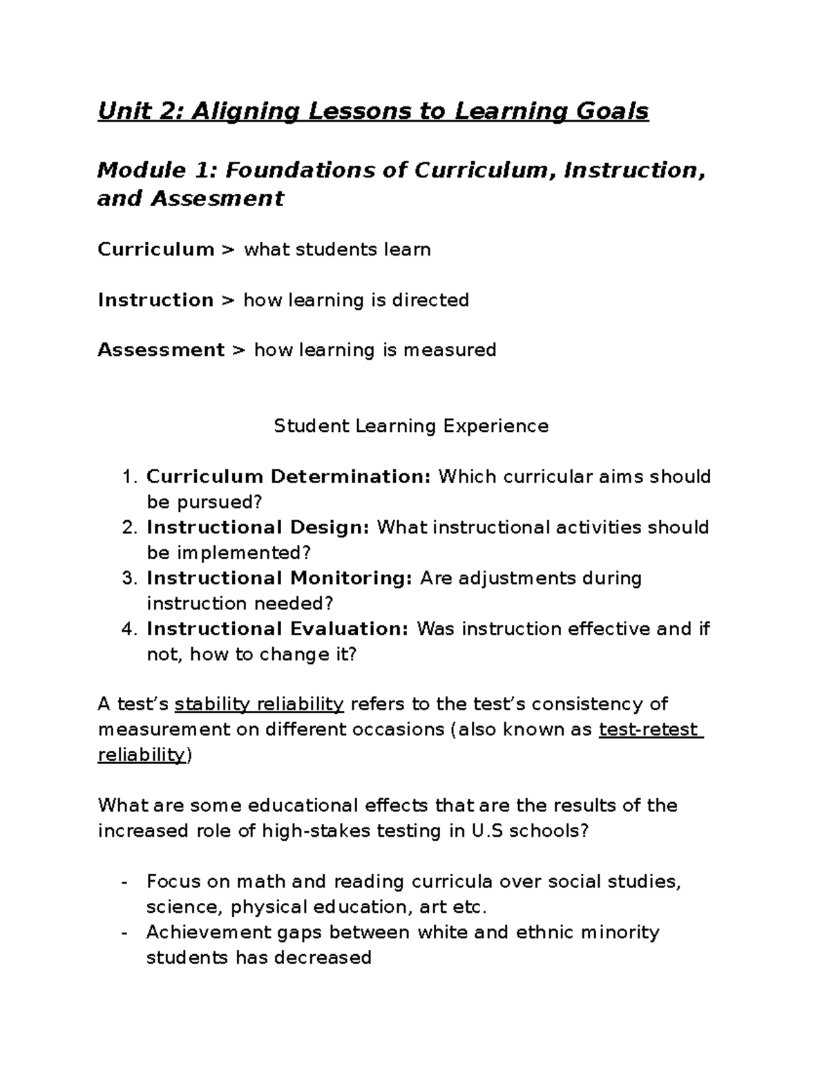 Aligning Lessons to Learning Goals in Curriculum Design - Studocu