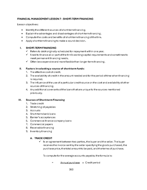 Lesson 5 Accountsreceivablemanagement - LESSON 5 – FINANCIAL MANAGEMENT ...