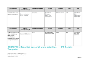 Bsbpef 301 Workplan - sdghj - BSBPEF301 Organise personal work ...