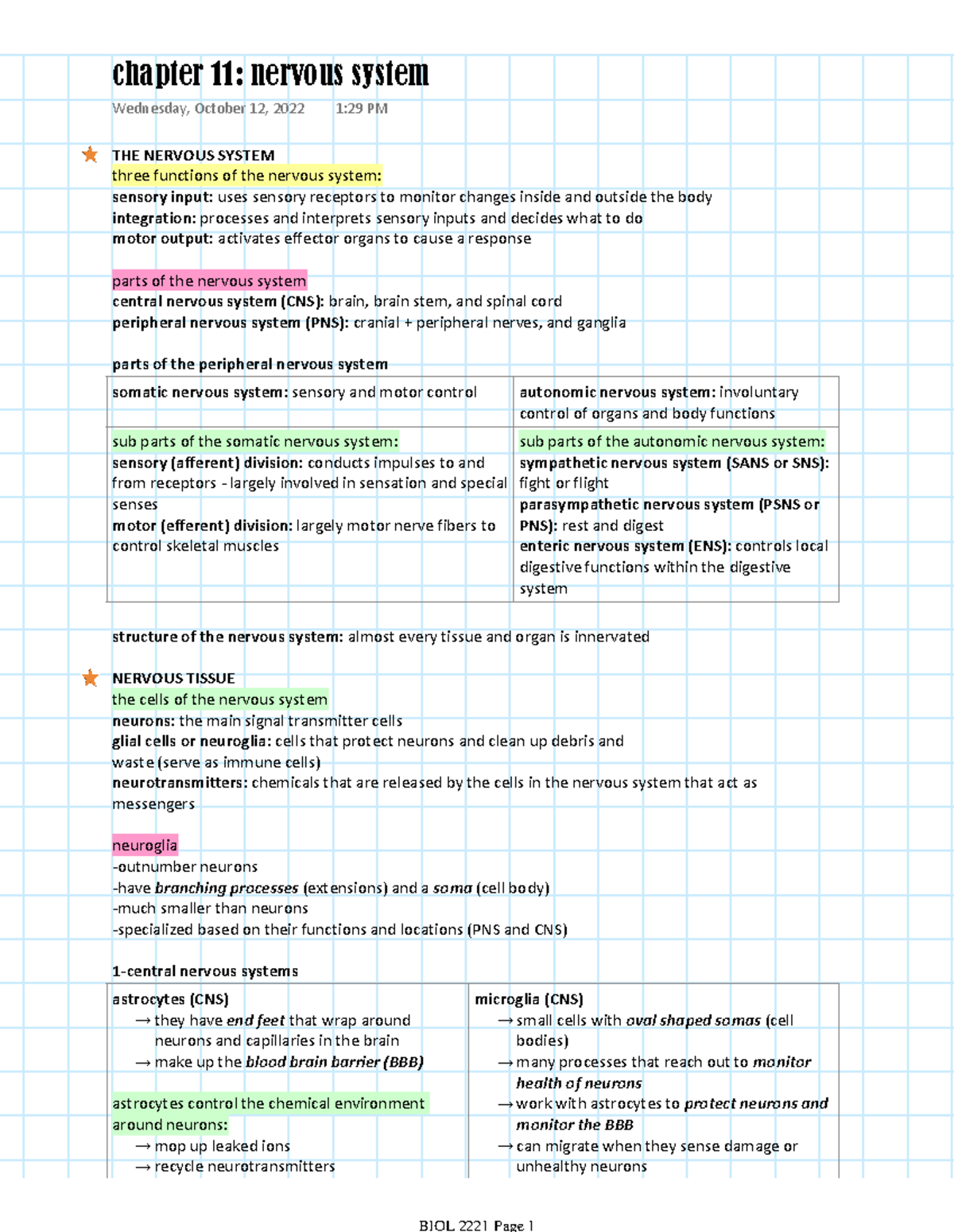Chapter 11 nervous system - THE NERVOUS SYSTEM three functions of the ...