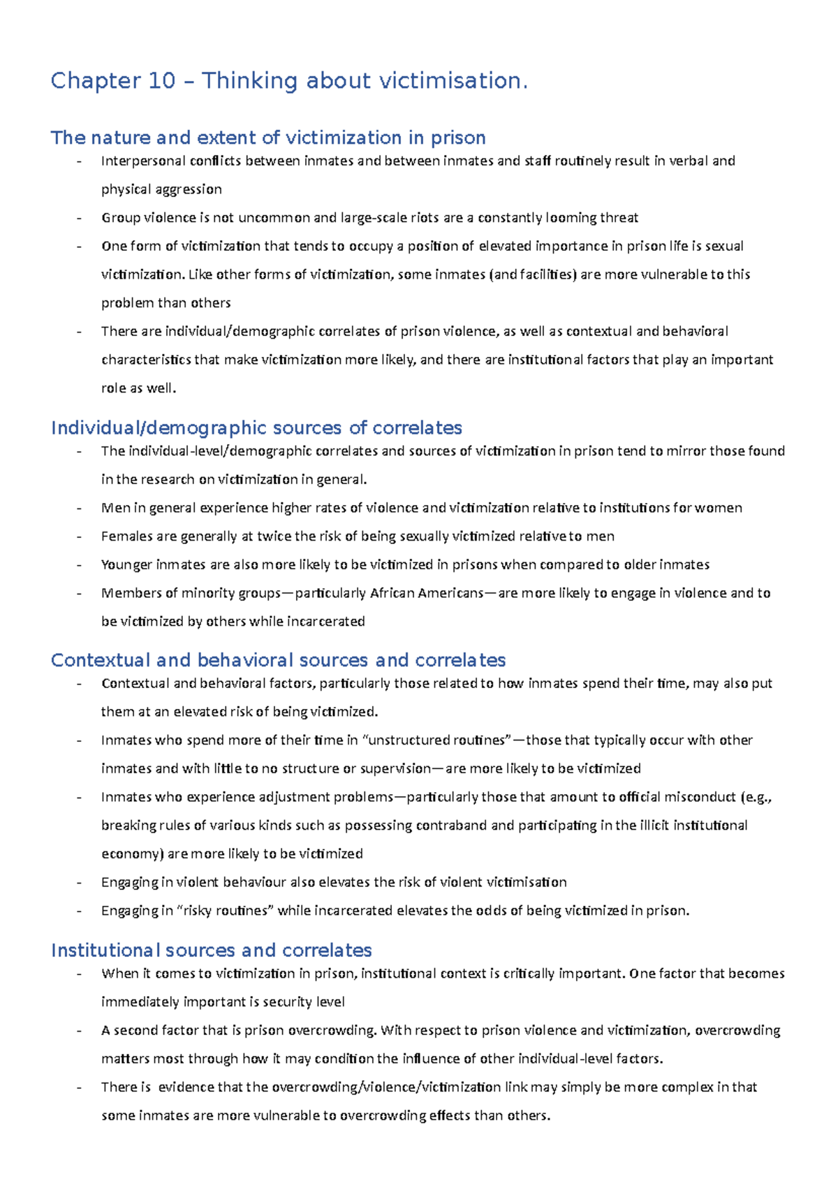 Chapter 10 – Thinking about victimisation. - Chapter 10 – Thinking ...