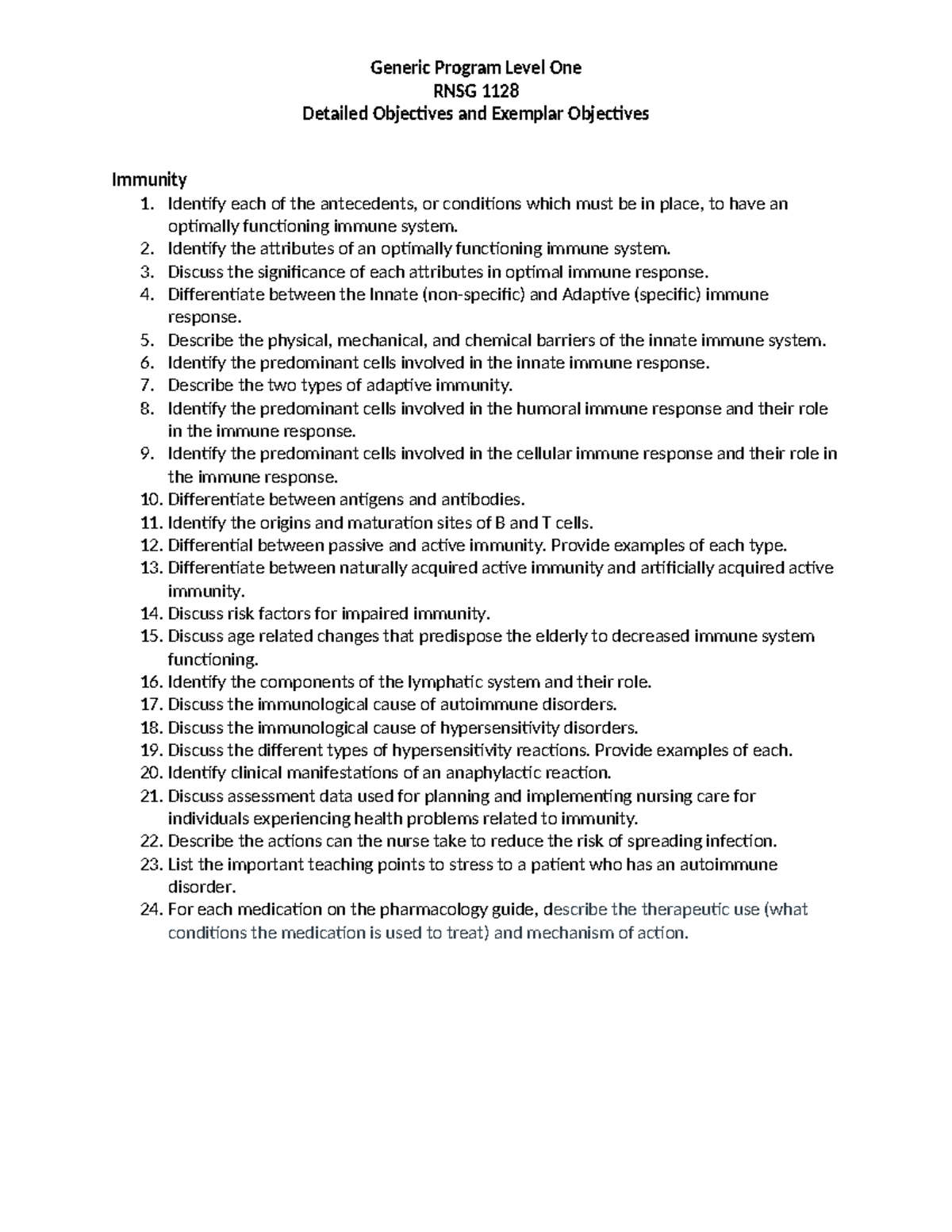 1128 Unit Objectives and Detailed Objectives Fall23 - RNSG 1128 ...