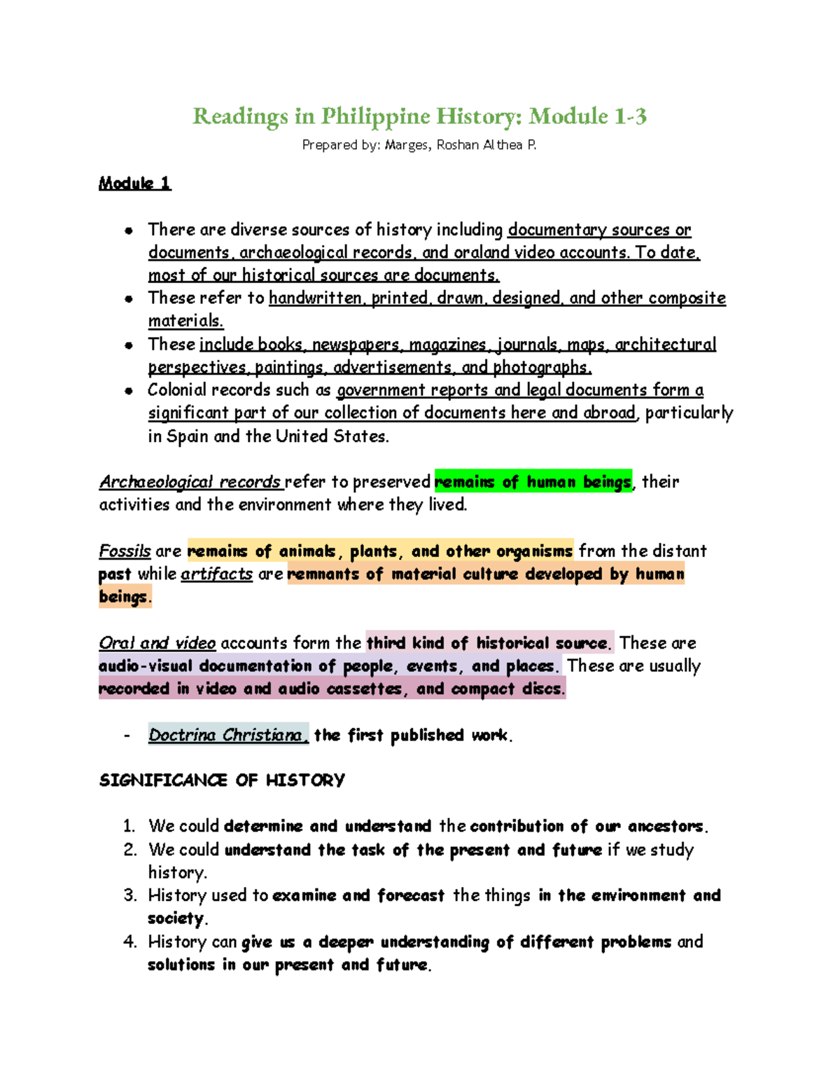 RPH Reviewer M1-3 - Reading in Philippine History - Readings in Philippine History: Module 1 ...