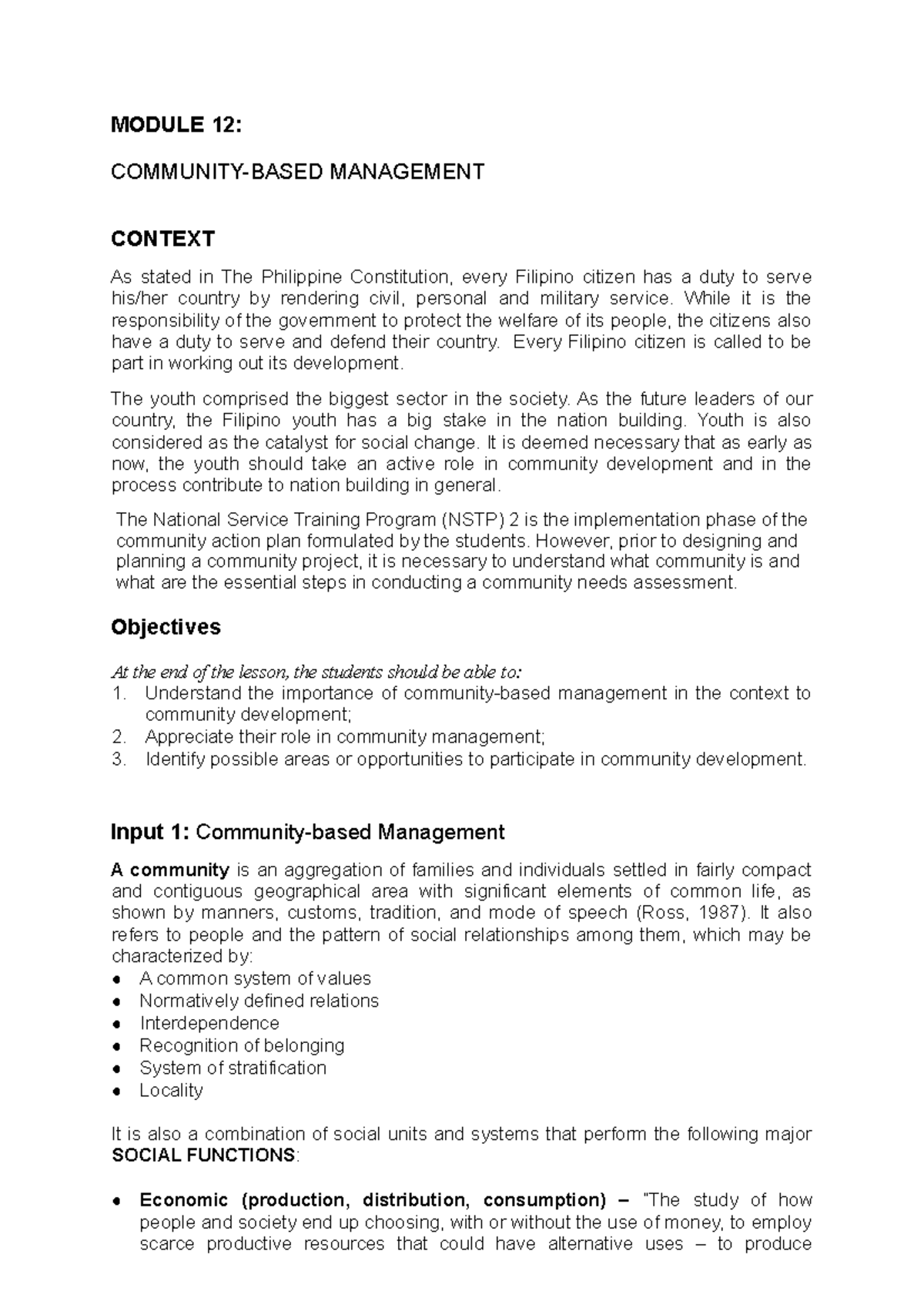Community- Based Management - MODULE 12: COMMUNITY-BASED MANAGEMENT ...