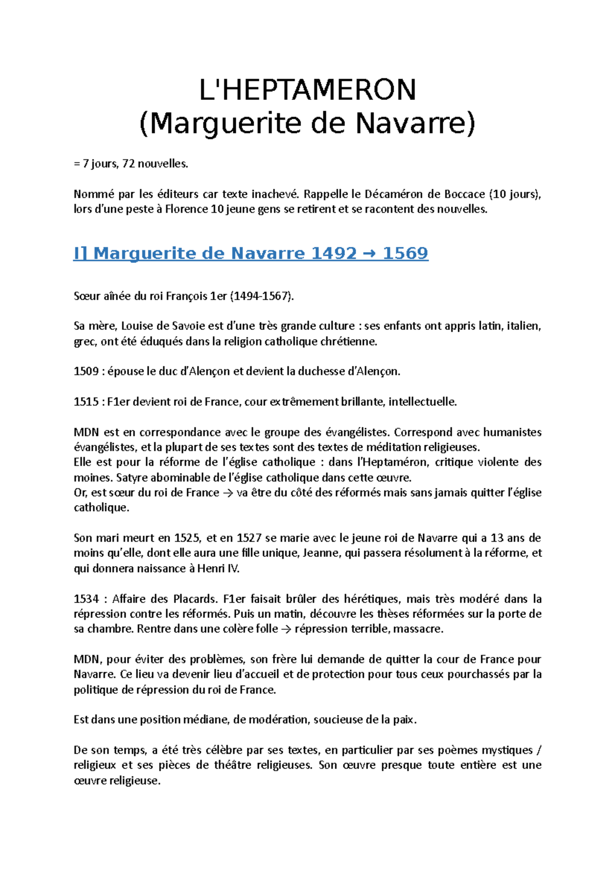 Littérature féminine chap 2 - Heptaméron - L'HEPTAMERON (Marguerite de ...