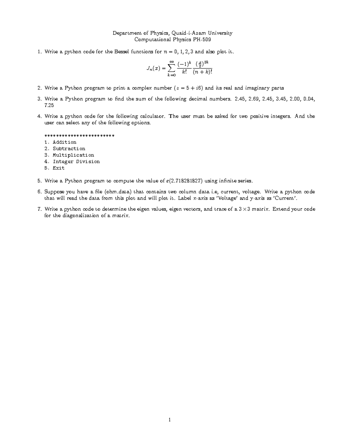 Assignmnt - Department of Physics, Quaid-i-Azam University ...