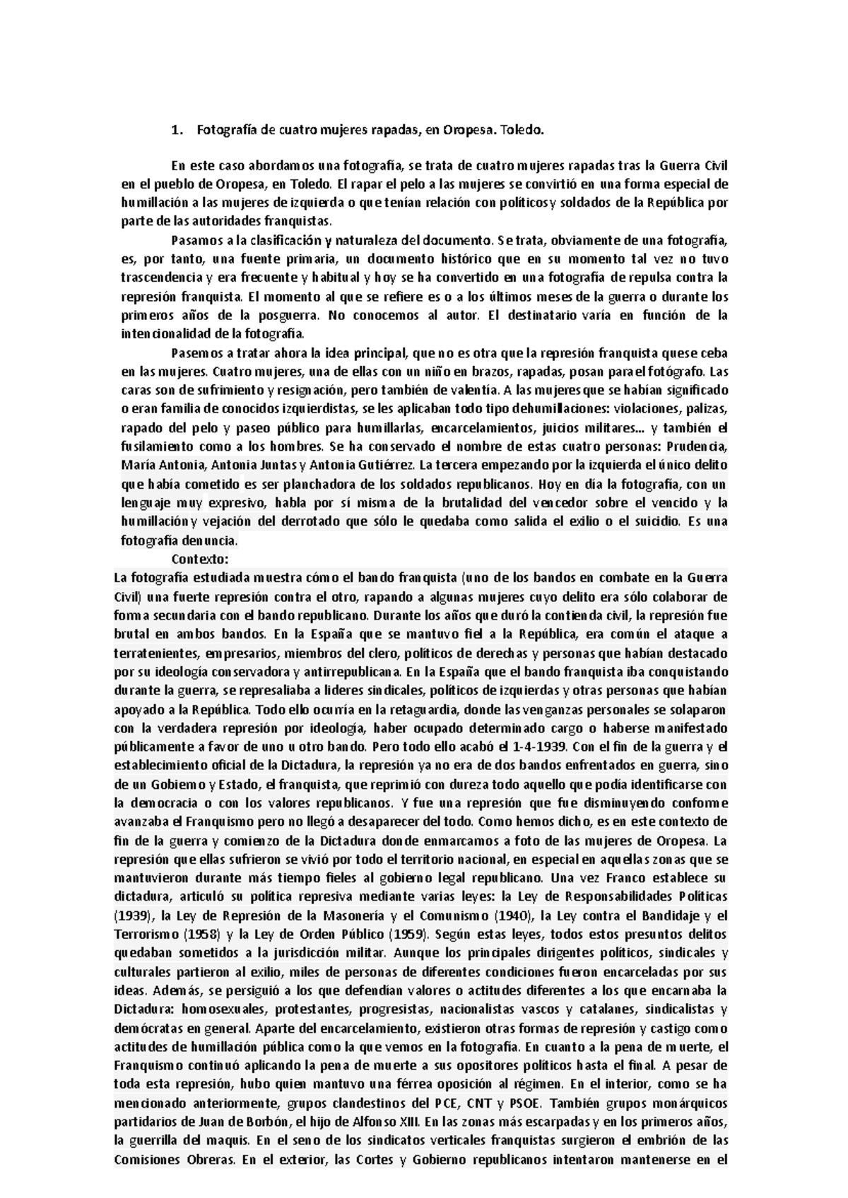 Comentario imagenes - 1. Fotografía de cuatro mujeres rapadas, en ...