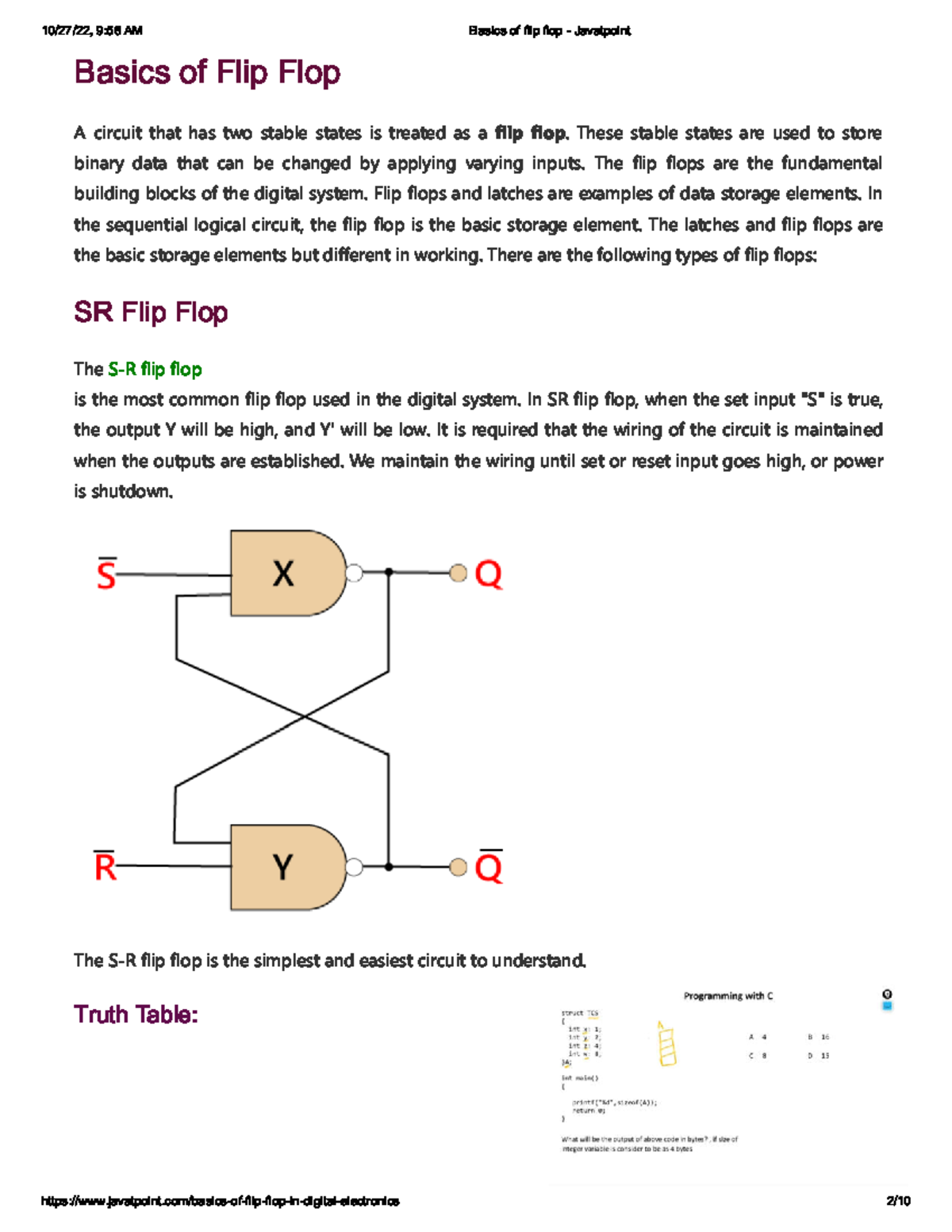 Basics of flip flop - Javatpoint - - Studocu