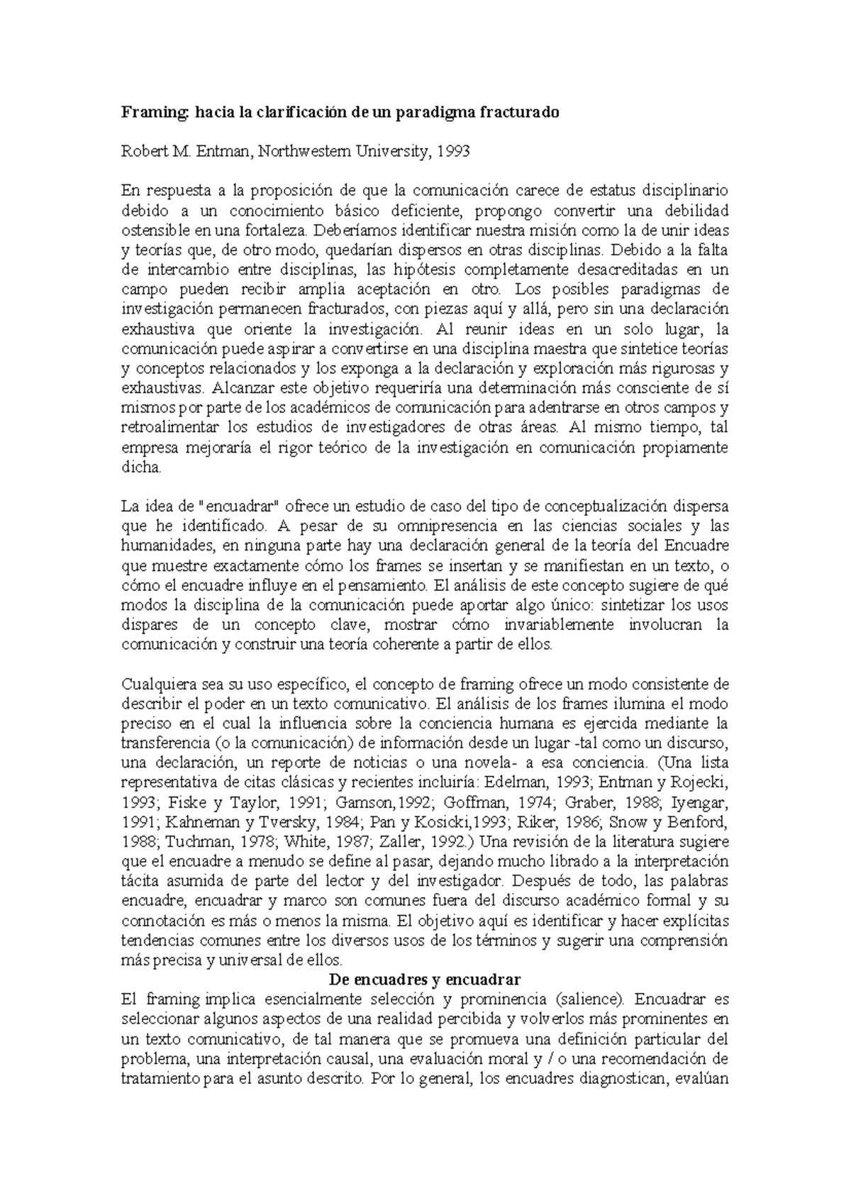 9. Framing - Framing: hacia la clarificación de un paradigma fracturado ...