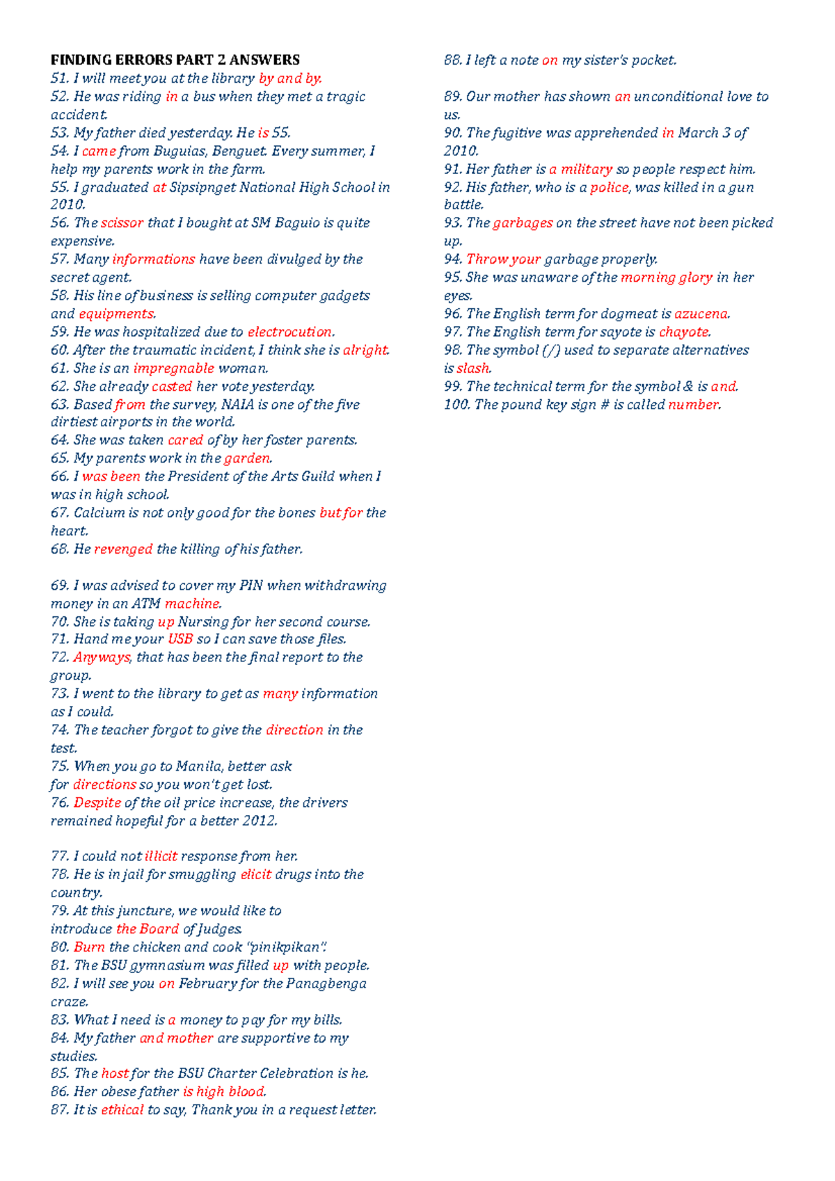EPT Finding Errors PART 2 (www - FINDING ERRORS PART 2 ANSWERS I will ...