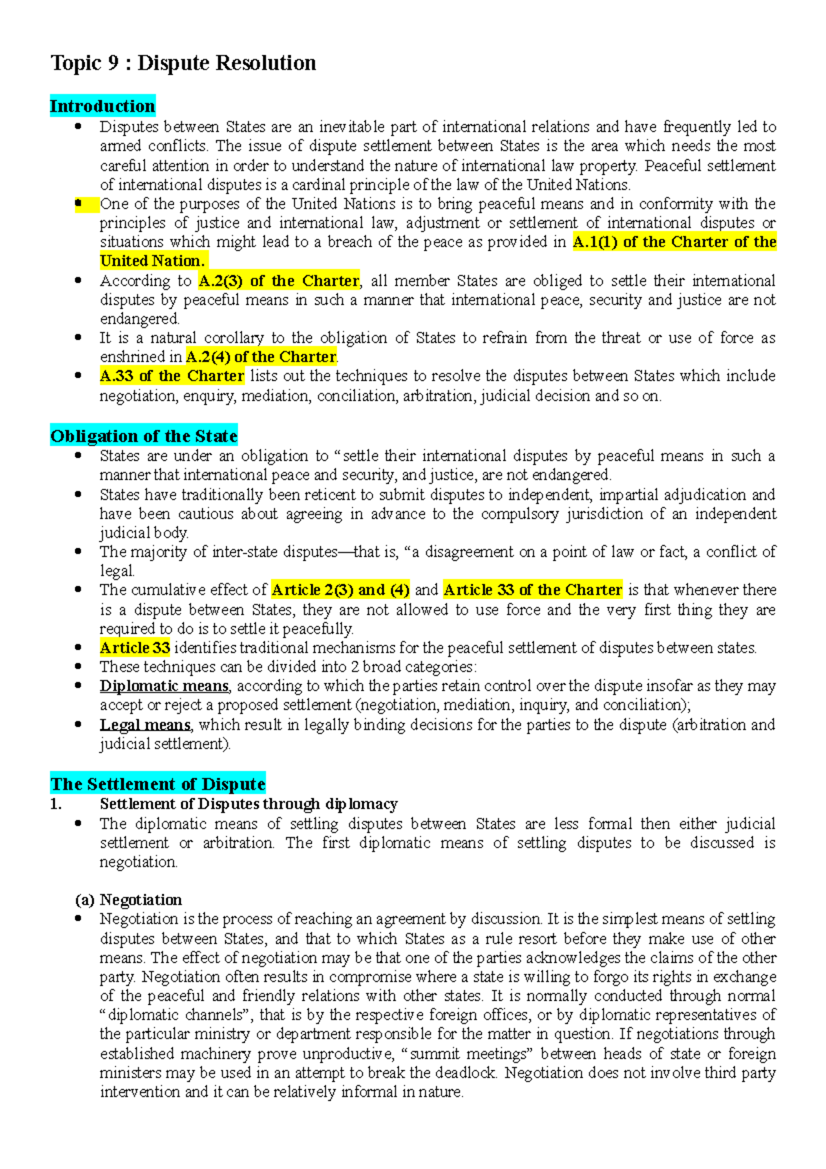 Topic 9 - Dispute Resolution - Topic 9 : Dispute Resolution ...