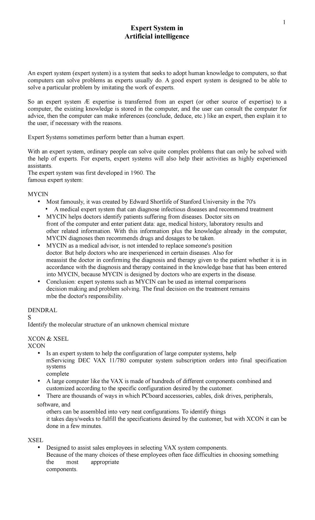 Expert System in Artificial intelligence - 1 Expert System in ...