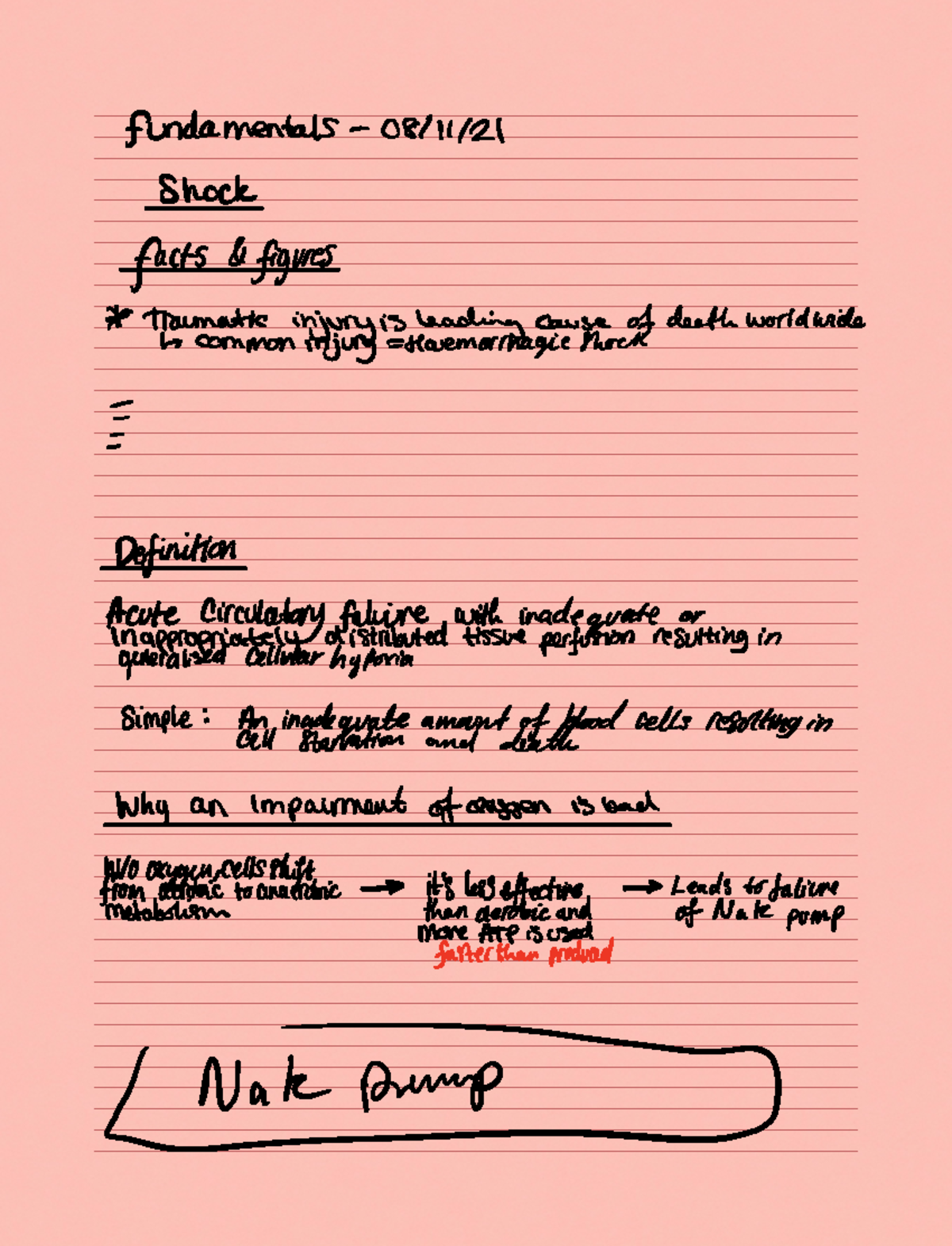 Note 8 Nov 2021 - Paramedic science class notes - fundamentals 08111121 ...