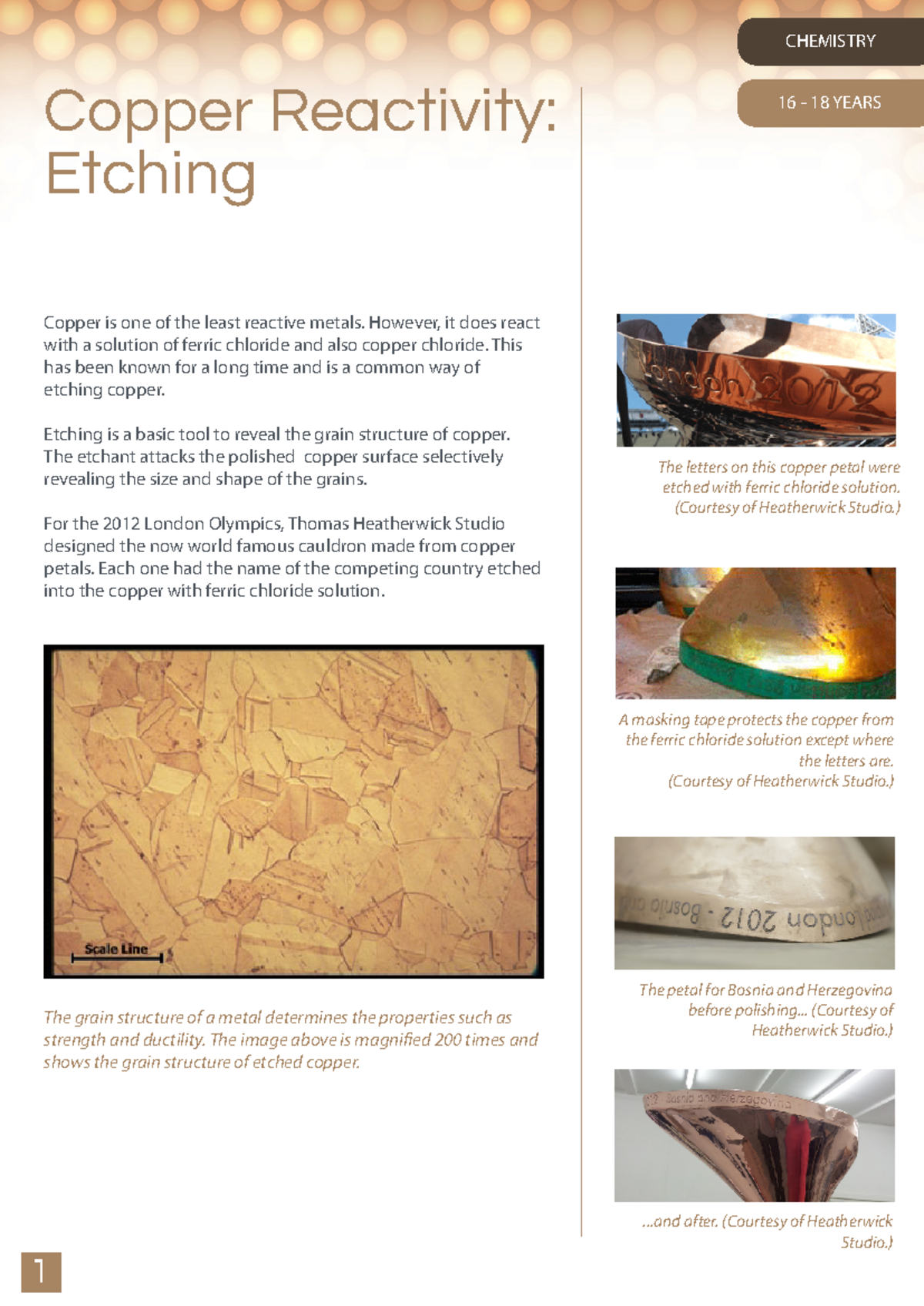 Copper Reactivity - Etching 2 - 1 Copper is one of the least reactive ...