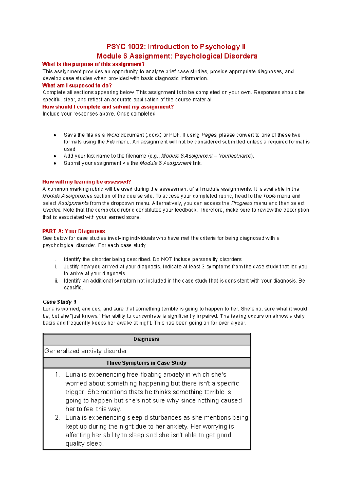 Module 6 Assignment – Washer-2 - PSYC 1002: Introduction to Psychology II Module 6 Assignment ...