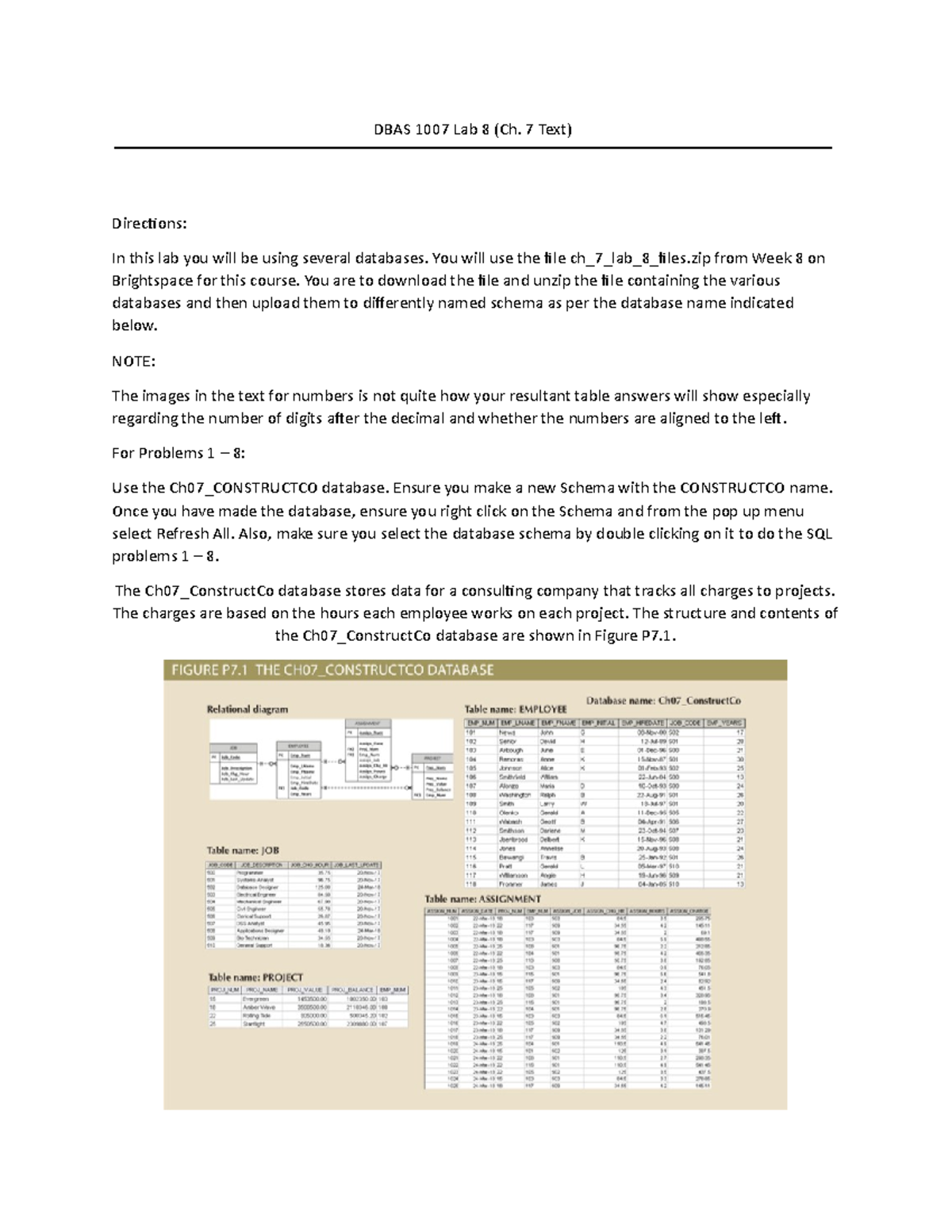 Dbas 1007 Lab 8 Chapter 7 Second Sql More Advanced Directions In This Lab You Will Be Using 5916