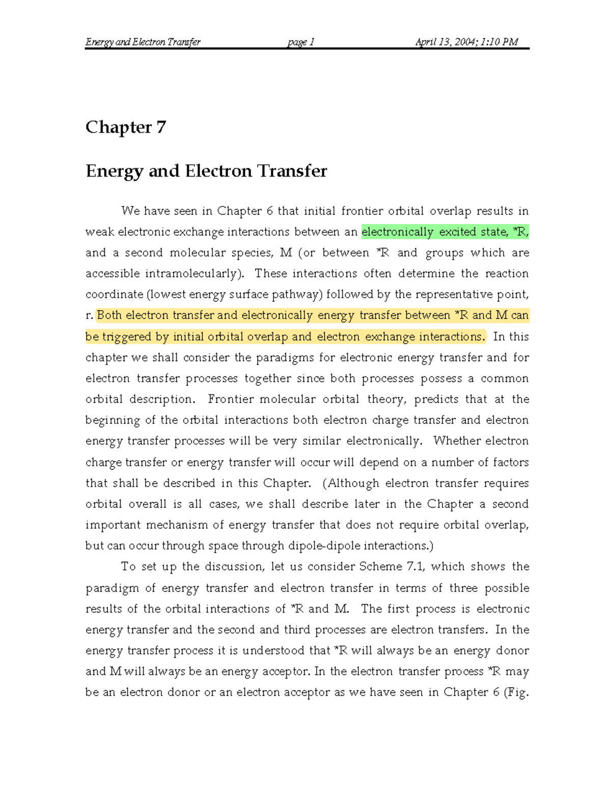 Chapter 7 - textbook - Chapter 7 Energy and Electron Transfer We have ...