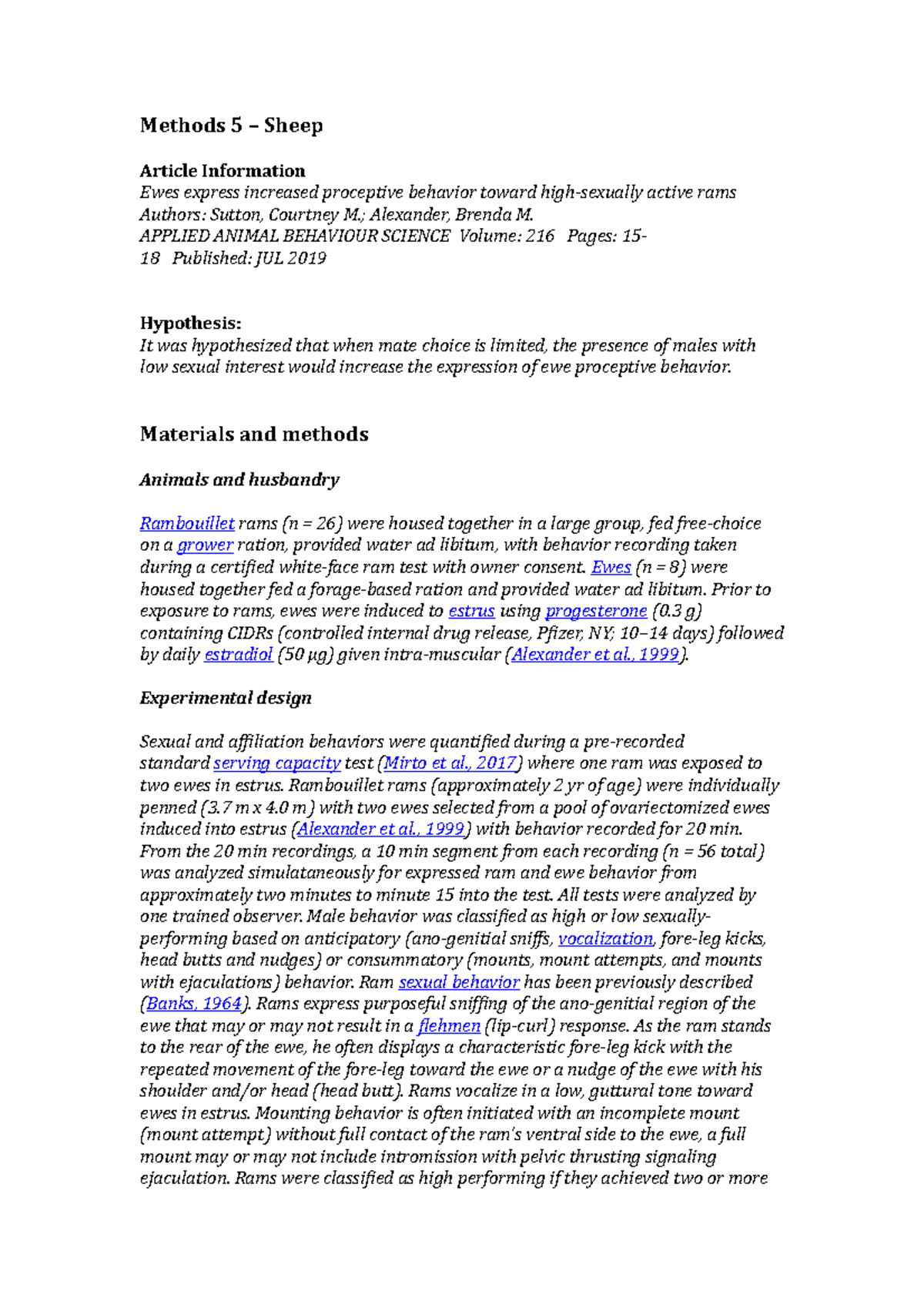 Methods 5 - Sheep - Methods 5 – Sheep Article Information Ewes express ...