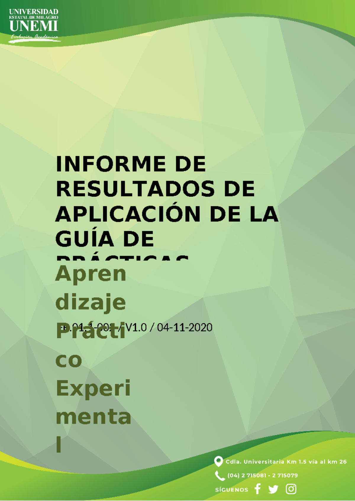 Practica 9 - knknkn - INFORME DE RESULTADOS DE APLICACIÓN DE LA GUÍA DE ...