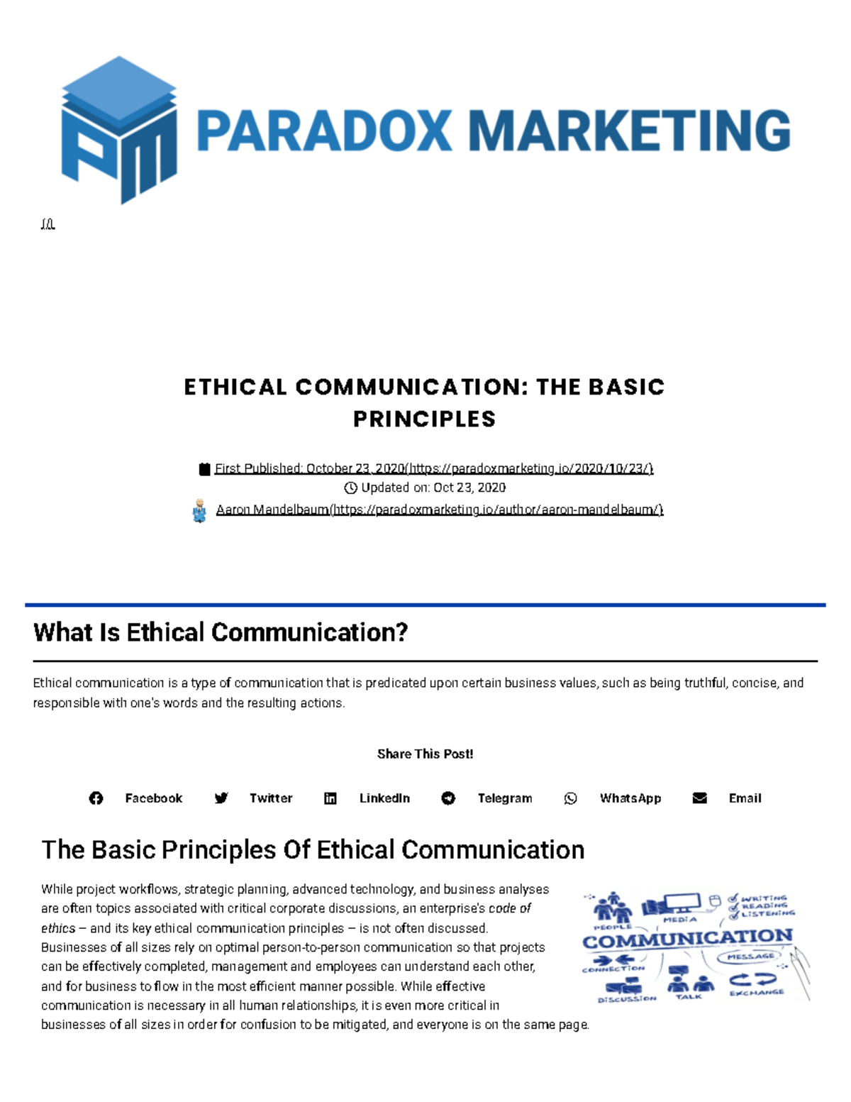 Ethical communication - ETHICAL COMMUNICATION: THE BASIC PRINCIPLES ...