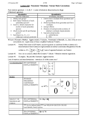 Lec23s - lecture 23 reading notes for Molecular Spectra and Molecular ...