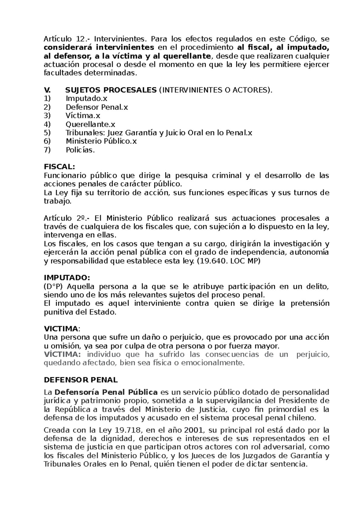 Intervinientes - conceptos y definiciones - Artículo 12 ...