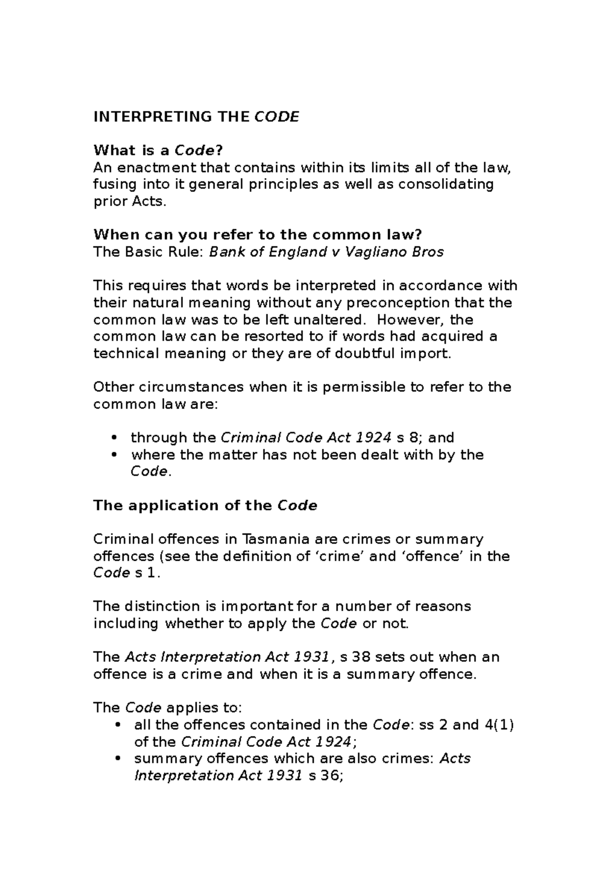 Summary PART 2 2019 Assault criminal law based on Tasmania jurisdiction ...